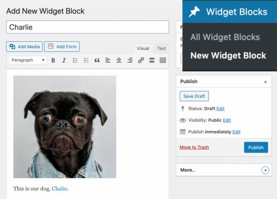 Cómo usar el editor visual para crear widgets en WordPress - MundoCMS