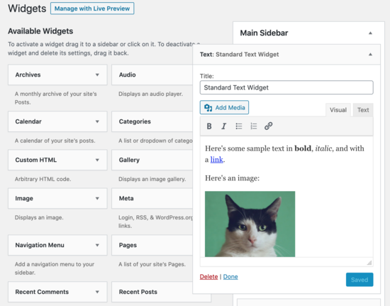Cómo usar el editor visual para crear widgets en WordPress - MundoCMS